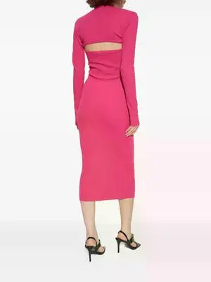 Versace Baroque-buckle-embellished Ribbed Midi Dress - Pink