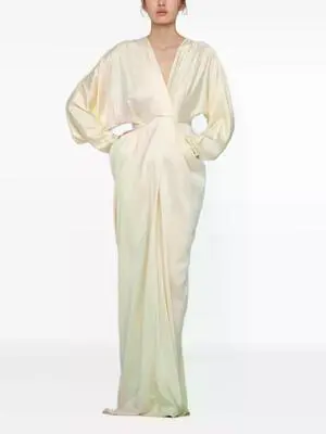 YANGKEHAN Draped V-neck Maxi Dress