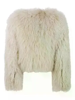 DRHOPE Curly-pile Cropped Jacket - Neutrals