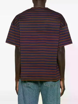 Plan C Striped Embroidered-detail T-shirt