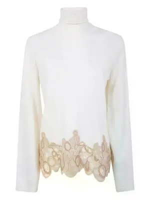 Fabiana Filippi Lace-trimmed Turtleneck Sweater - White