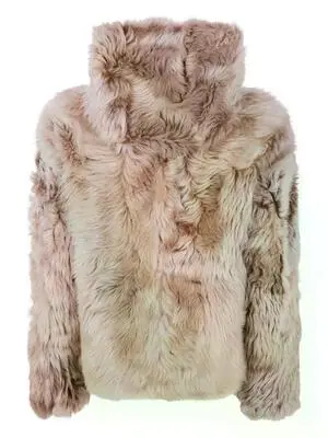 YVES SALOMON Hooded Lamb Fur Jacket - Brown