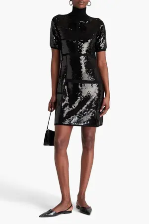 JOSEPH Sequined Wool-blend Turtleneck Mini Dress