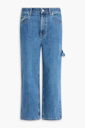 Tibi Cropped High-rise Straight-leg Jeans - Mid Denim