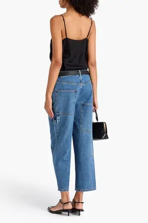 Tibi Cropped High-rise Straight-leg Jeans - Mid Denim