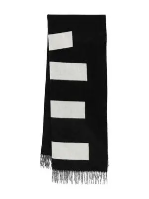 ÉTUDES STUDIO Stripe-pattern Fringed Scarf - Black