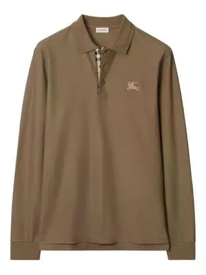 Burberry Long-sleeve Cotton Polo Shirt - Brown
