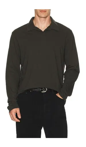 Vince Long Sleeve Johnny Polo In Brown