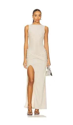Superdown Zixuan Maxi Dress In Metallic - Silver