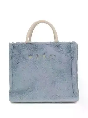 Marni Fur-trimmed Tote Bag - Neutrals