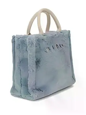 Marni Fur-trimmed Tote Bag - Neutrals