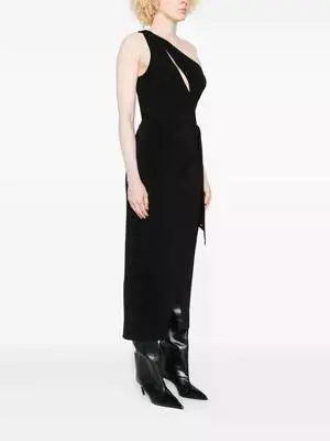 Amiri One-shoulder Wrap Midi Dress