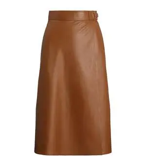 A-Line Leather Midi Skirts