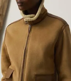 Ralph Lauren Shearling Bomber Jacket - Beige
