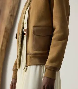Ralph Lauren Shearling Bomber Jacket - Beige