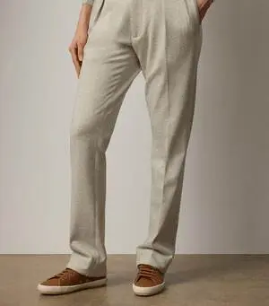 Ralph Lauren Cotton And Cashmere Pleated Trousers