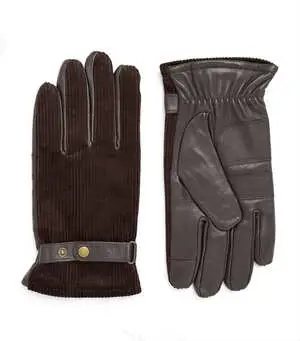Barbour Nelson Leather Gloves - Brown