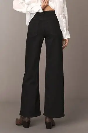 FRAME Le Slim Palazzo High-rise Wide-leg Jeans - Black