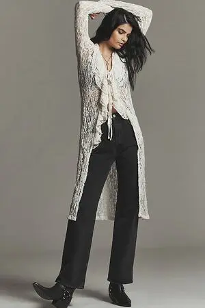 Anthropologie Lace Cardigan Top - Cloud White