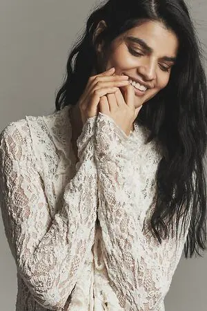 Anthropologie Lace Cardigan Top - Cloud White