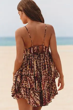 CELANDINE Shell Cutout Mini Babydoll Dress