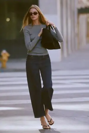 FRAME Le Slim Palazzo High-Rise Crop Wide Leg Jeans Rinse