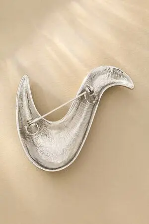 Anthropologie Sleek Squiggle Brooch - Silver