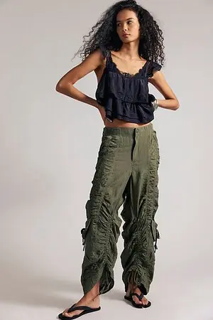 Free People We The Free Scorpio Shirred Cargo Pants - Lichen