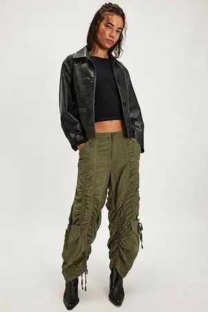 Free People We The Free Scorpio Shirred Cargo Pants - Lichen