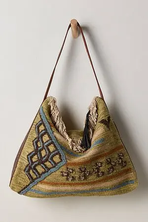 Free People Whimsy Rug Slouchy Tote Bag - Moss