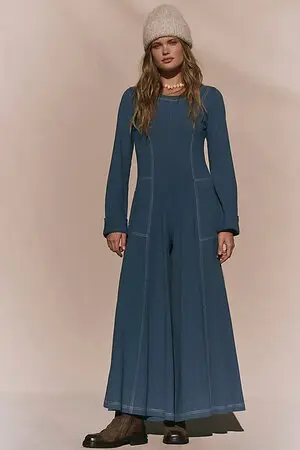 Free People Strada Jumpsuit - Deep Blue Sea
