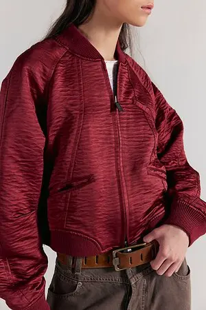 Free People Ellie Satin Bomber Jacket