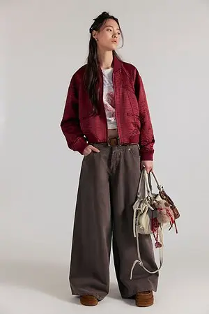 Free People Ellie Satin Bomber Jacket