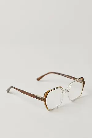 Free People No Reply Blue Light Reader Glasses - Crystal/olive
