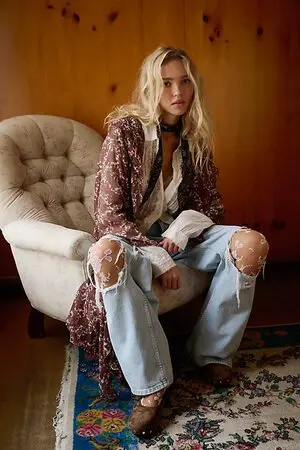 Free People High-Low Printed Duster Forever Paisley