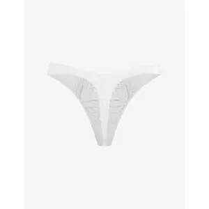 Agent Provocateur Nelle Embroidered Mesh Thong - White