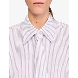 Sandro Striped Cotton Shirt With Tie