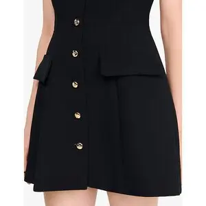 Sandro Buttoned Knitted Mini Dress