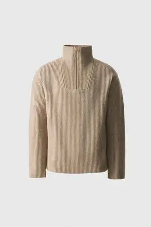 Mackage Fisherman Rib Quarter-zip Pullover - Light Camel