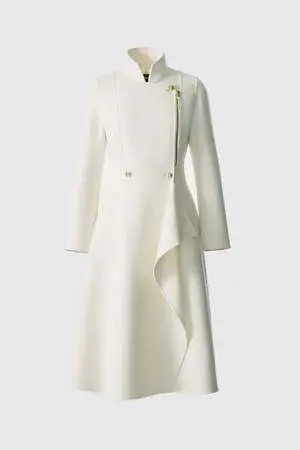Mackage Annia Asymmetrical Wool Coat Cream