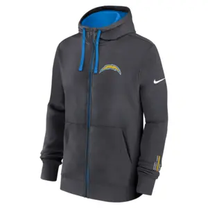 Nike Los Angeles Chargers Playbook Page Club Nfl Full-zip Hoodie - Grey