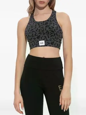 EA7 Leopard-print Cross-back Top