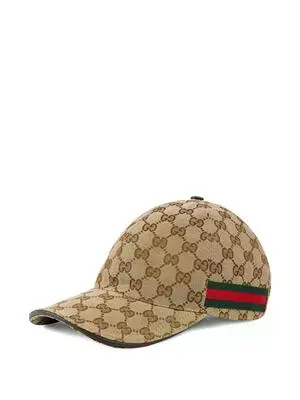 Gucci Patterned Cap With Web Detailing - Brown