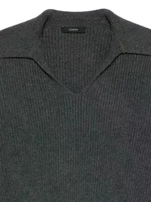 JOSEPH Polo-collar Ribbed Merino Wool-blend Sweater - Grey