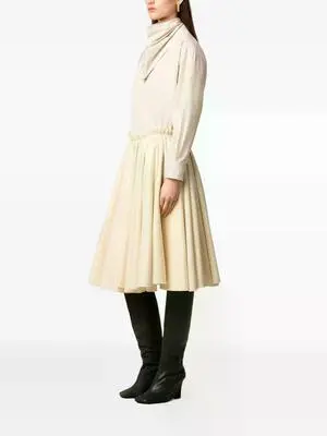 AMI Paris Corolla Wool Midi Skirt - Neutrals
