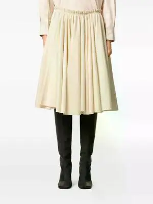 AMI Paris Corolla Wool Midi Skirt - Neutrals