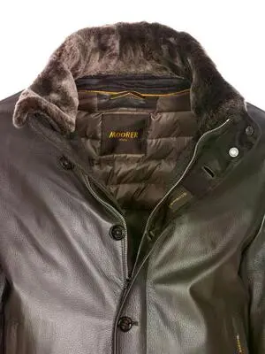 MOORER Leather High-neck Jacket