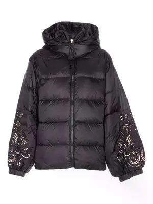 TWINSET Padded Jacket With Embroidered Sleeves - Black