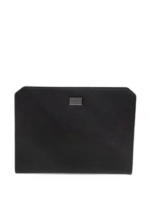 Emporio Armani Logo-plaque Leather Clutch - Black