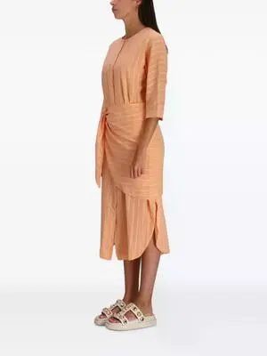 Devotion Metallic-striped Button Midi Dress